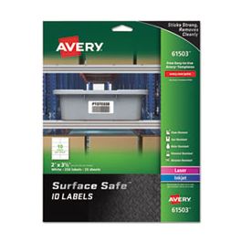 AVE61503 SURFACE SAFE ID LABELS, INKJET/LASER PRINTERS, 2 X 3.5, WHITE ...